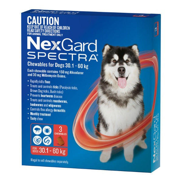 NexGard Spectra Red for Very Large Dogs (30.1-60kg) – 3 Pack – Equine ...